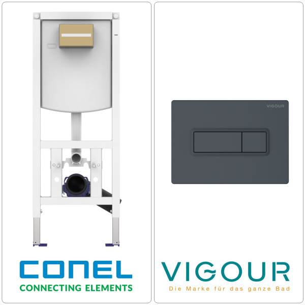 CONEL WC Vorwandelement mit VIGOUR TEES Betätigungsplatte, anthrazit ...